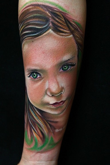 Art Junkies Tattoo Studio : Tattoos : Mike Demasi : little kid portrait ...
