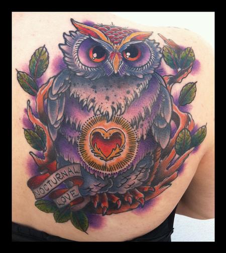 Art Junkies Tattoo Studio : Tattoos : Brent Olson : Nocturnal love owl