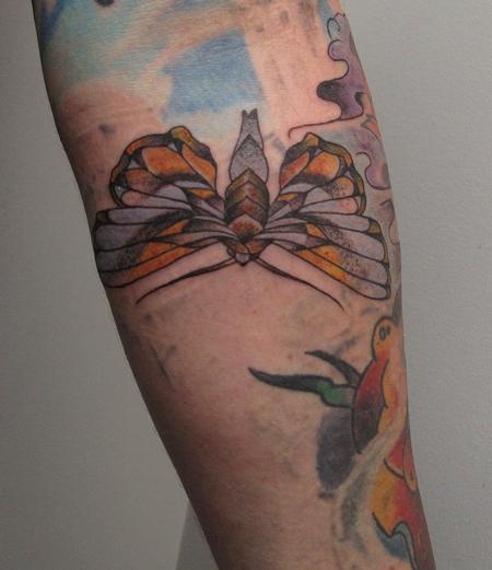 Tattoos - Stipple Colored Moth Tattoo - 67094