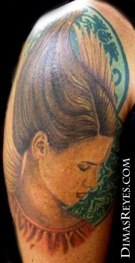 Full Color Angel Portrait Tattoo : Tattoos