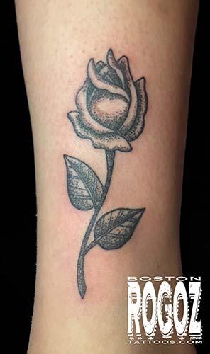 dot work rose by Boston Rogoz : Tattoos