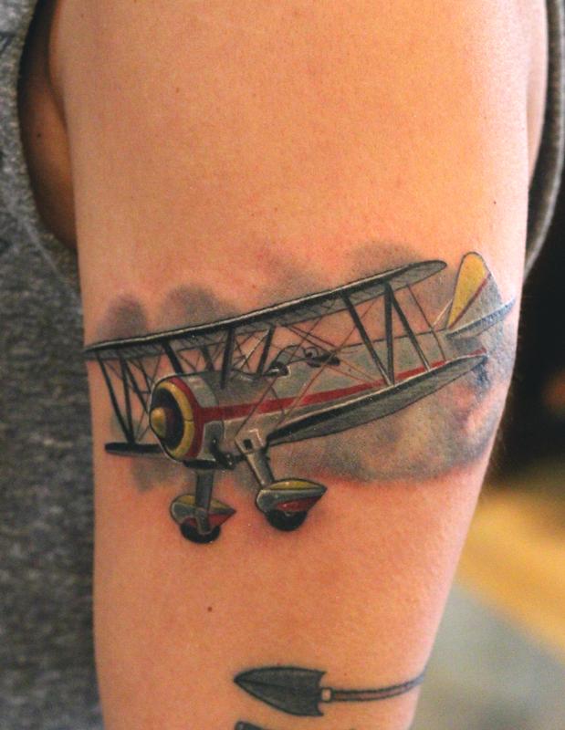 Biplane Tattoo by Marvin Silva : Tattoos